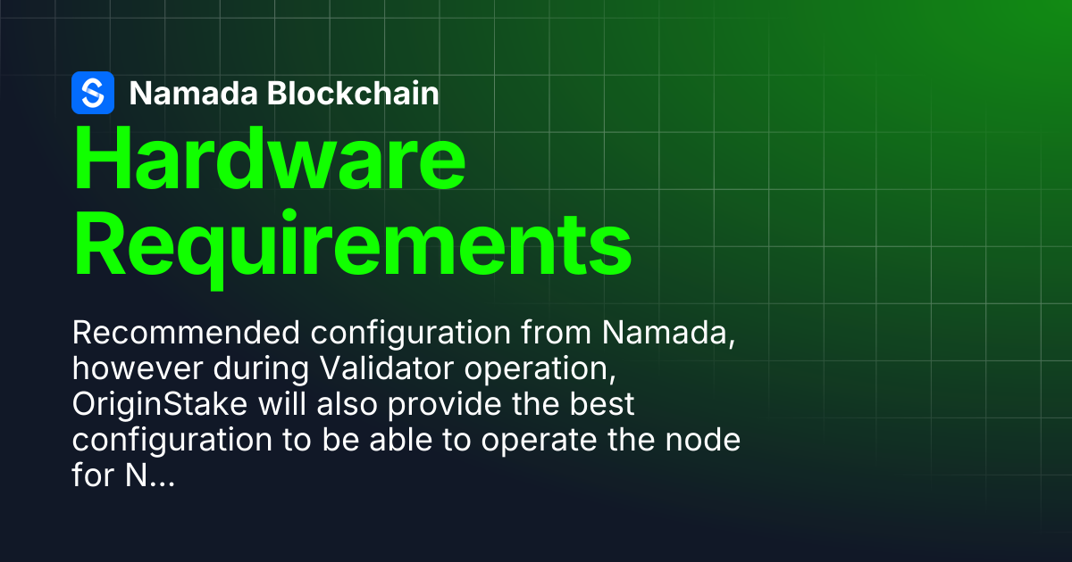 Hardware Requirements | Namada Blockchain